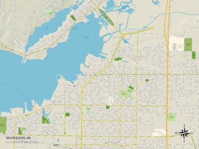'Political Map of Muskegon, MI' Posters | AllPosters.com