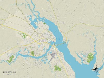 'Political Map of New Bern, NC' Art | AllPosters.com
