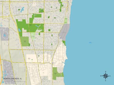 'Political Map of North Chicago, IL' Prints | AllPosters.com