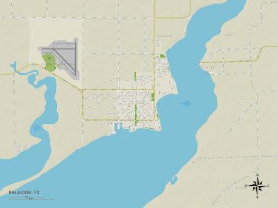 'Political Map of Palacios, TX' Posters | AllPosters.com