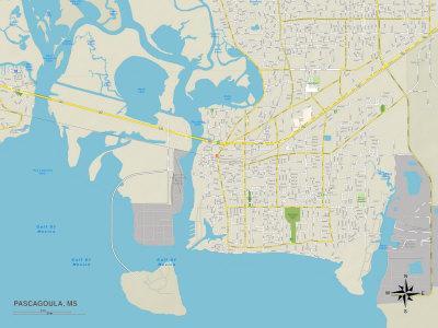 'Political Map of Pascagoula, MS' Prints | AllPosters.com