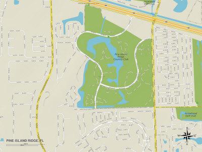 'Political Map of Pine Island Ridge, FL' Print | AllPosters.com