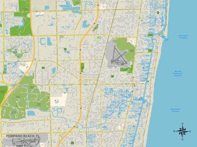 'Political Map of Pompano Beach, FL' Prints | AllPosters.com