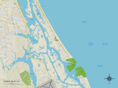 'Political Map of Ponce Inlet, FL' Posters | AllPosters.com