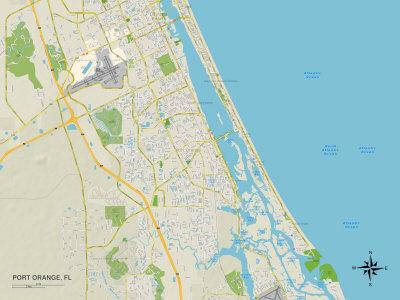 'Political Map of Port Orange, FL' Prints | AllPosters.com