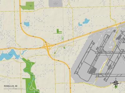 'Political Map of Romulus, MI' Posters | AllPosters.com