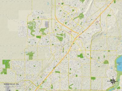 'Political Map of Roseville, CA' Prints | AllPosters.com