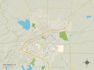 'Political Map of San Angelo, TX' Prints | AllPosters.com