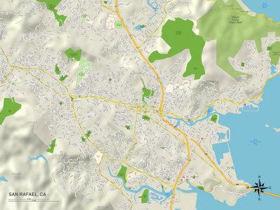 'Political Map of San Rafael, CA' Print | AllPosters.com