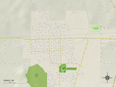 'Political Map of Sidney, NE' Prints | AllPosters.com