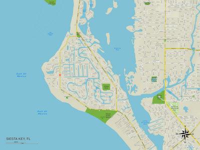 'Political Map of Siesta Key, FL' Posters | AllPosters.com