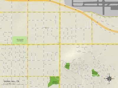 'Political Map of Signal Hill, CA' Posters | AllPosters.com