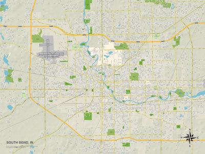 'Political Map of South Bend, IN' Posters | AllPosters.com