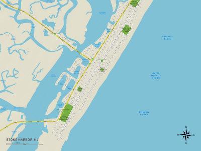 'Political Map of Stone Harbor, NJ' Prints | AllPosters.com