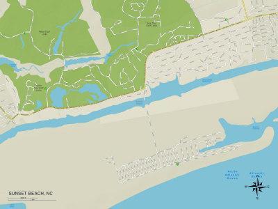 'Political Map of Sunset Beach, NC' Prints | AllPosters.com