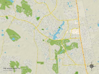 'Political Map of The Woodlands, TX' Prints | AllPosters.com