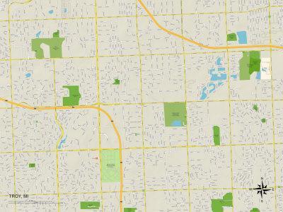 'Political Map of Troy, MI' Print | AllPosters.com