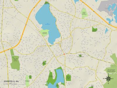 'Political Map of Wakefield, MA' Prints | AllPosters.com