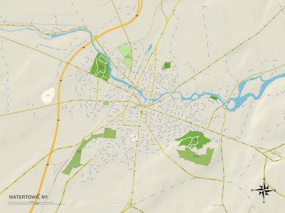 'Political Map of Watertown, NY' Prints | AllPosters.com