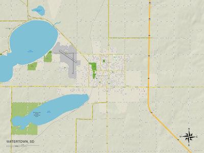 'Political Map of Watertown, SD' Prints | AllPosters.com