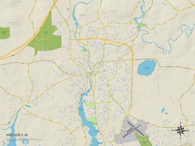 'Political Map of Westerly, RI' Posters | AllPosters.com