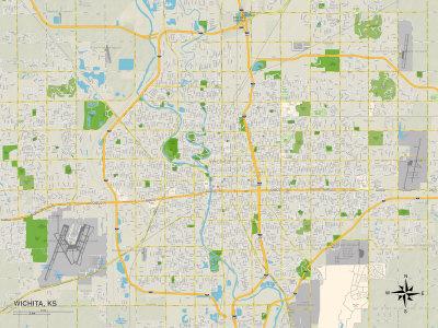 'Political Map of Wichita, KS' Poster | AllPosters.com