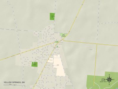 'Political Map of Yellow Springs, OH' Prints | AllPosters.com