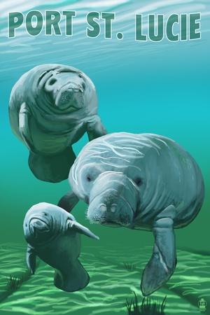 'Port St. Lucie, Florida - Manatees' Posters - Lantern Press ...