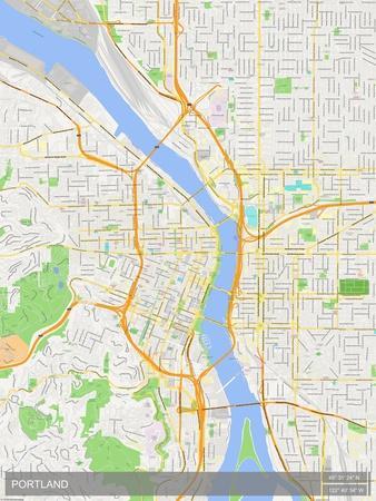 'Portland, United States of America Map' Posters | AllPosters.com