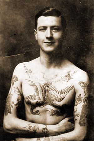 'Portrait of a Man with an Elaborate Tattoos C.1920' Photographic Print ...