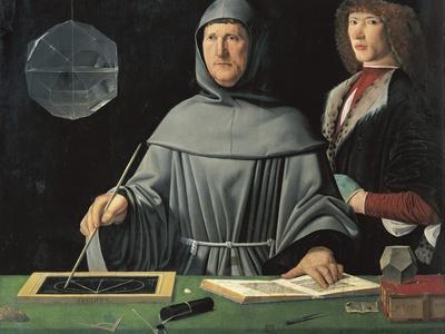 'Portrait of Fra Luca Pacioli with a Pupil' Poster - Jacopo de'Barbari ...