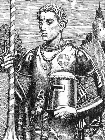 'Portrait of Galahad, Son of Lancelot, Illustration from 'The Story of the Grail and the Passing ...