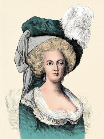Portrait of Marie Antoinette (1755-1793), Queen of France. Lithograph ...