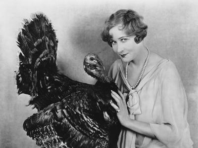 'Portrait of Woman with Live Turkey' Photo | AllPosters.com