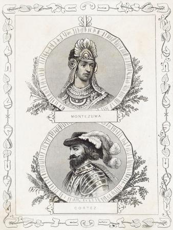Portraits of Montezuma and Cortez in Costumes Giclee Print | AllPosters.com
