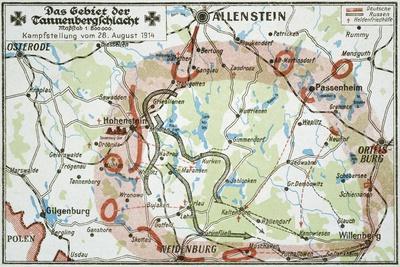 'Postcard of a Map Showing the Battle of Tannenberg on 28 August 1914 ...