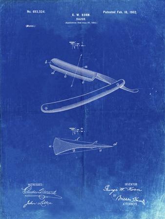 'PP1178-Faded Blueprint Straight Razor Patent Poster' Giclee Print ...