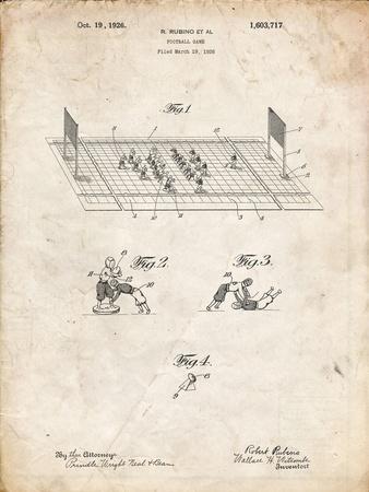 'PP142- Vintage Parchment Football Board Game Patent Poster' Giclee ...