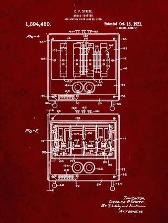 'PP207- Burgundy Toastmaster Toaster Patent Print' Giclee Print - Cole ...