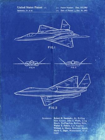 'PP972-Faded Blueprint Northrop F-23 Fighter Stealth Plane Patent ...