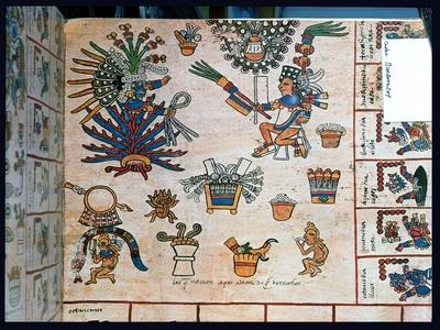 'Aztec Codex Borbonicus, "Tonalamatl," Detail Depicting the Goddess ...