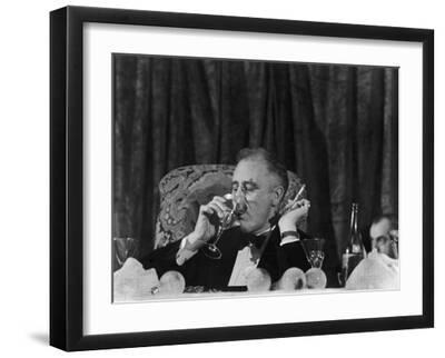 'Pres. Franklin Roosevelt Drinking Wine and Smoking a Cigarette During ...