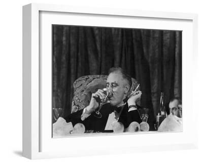 'Pres. Franklin Roosevelt Drinking Wine and Smoking a Cigarette During ...