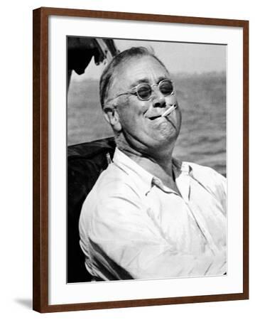 'Pres Franklin Roosevelt Smokes Cigarette and Fishing During Vacation ...