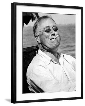 'Pres Franklin Roosevelt Smokes Cigarette and Fishing During Vacation ...