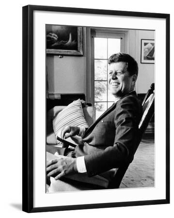 'Pres Kennedy Sits in Rocking Chair in Oval Office of White House on ...