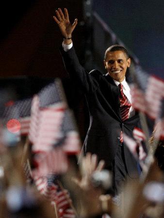 'President-Elect Barack Obama Walking onto Stage to Deliver Acceptance ...