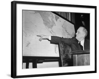 'President Franklin D. Roosevelt, Pointing to a Map While Giving His ...