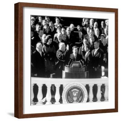 'President Joh F. Kennedy Being Sworn in at the Inaugural Ceremony ...