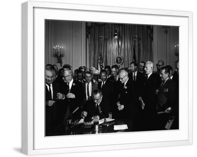 'President Lyndon Johnson, Watched by Martin Luther King, Jr. Signing ...